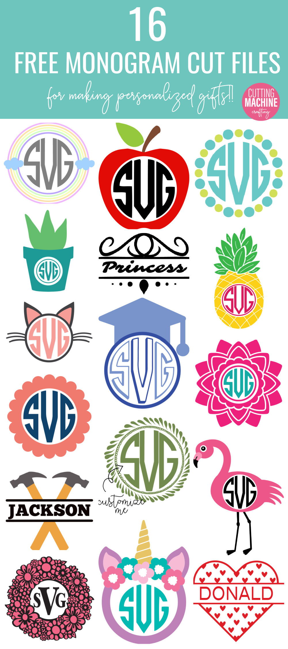 Hammer Monogram SVG + 16 Monogram Cut Files